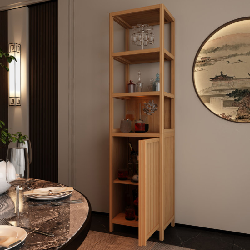 Lark Manor Storage Tall Slim Cabinet With Shutter Door And 3 Tier Shelves Freestanding Linen Tower Cabinet For Living Room Kitchen Bathroom Organizer Natural Bamboo Wayfair